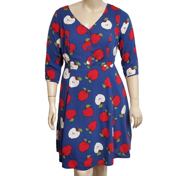 Modcloth | Dresses | Modcloth Apple Print Button Dress | Poshmark